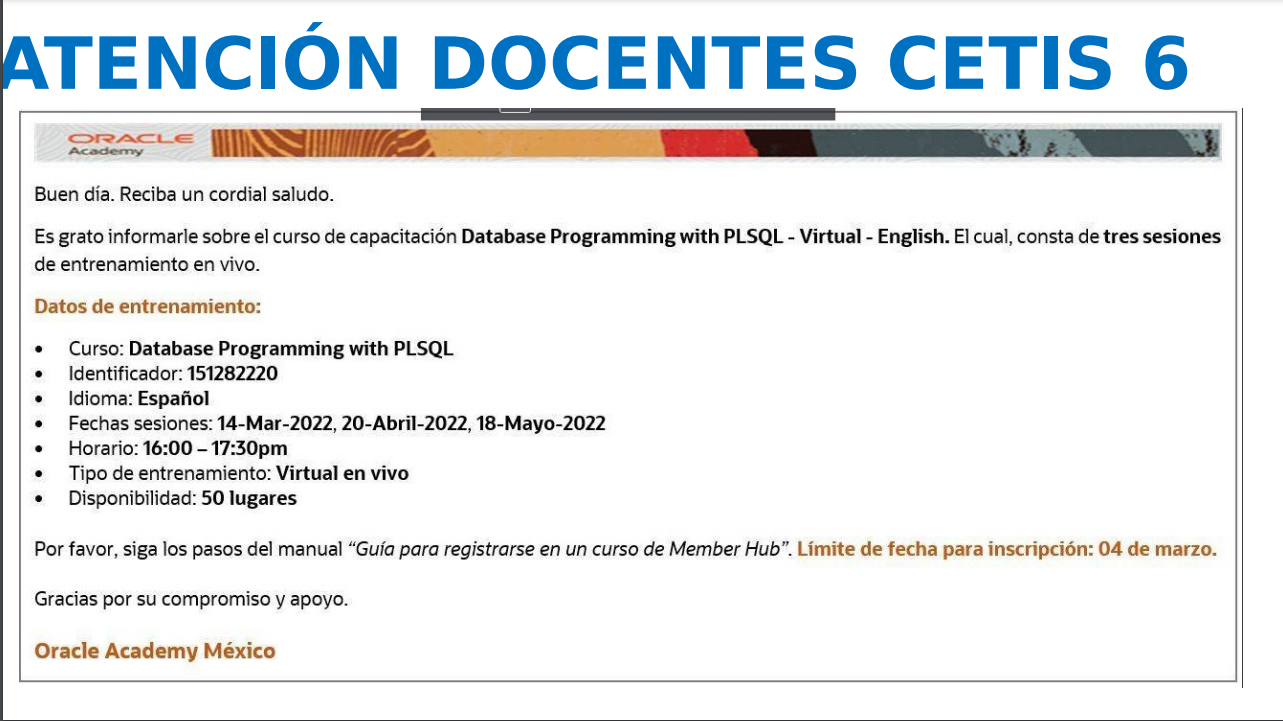 ATENCIÓN DOCENTES CETIS 6 | CETIS 06 Ignacio Manuel Altamirano